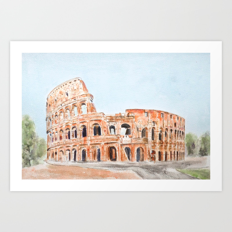 Colosseum Watercolor Painting