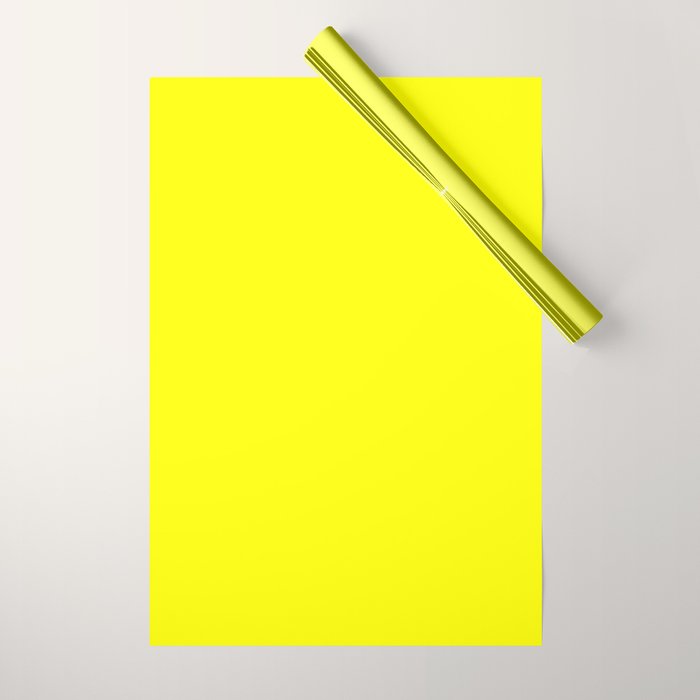 Bright Fluorescent Yellow Neon Wrapping Paper by PodArtist | Society6