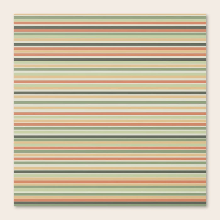 Fine Stripes Pattern in Sage Green and Coral Clay Canvas Print by ...