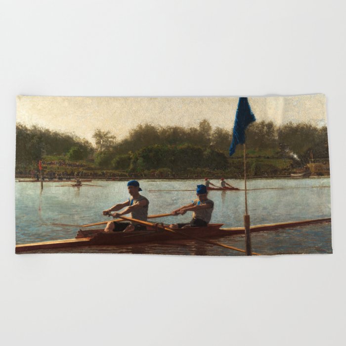 The Biglin Brothers Turning the Stake, 1873 by Thomas Eakins Beach Towel by High-Resolution ...