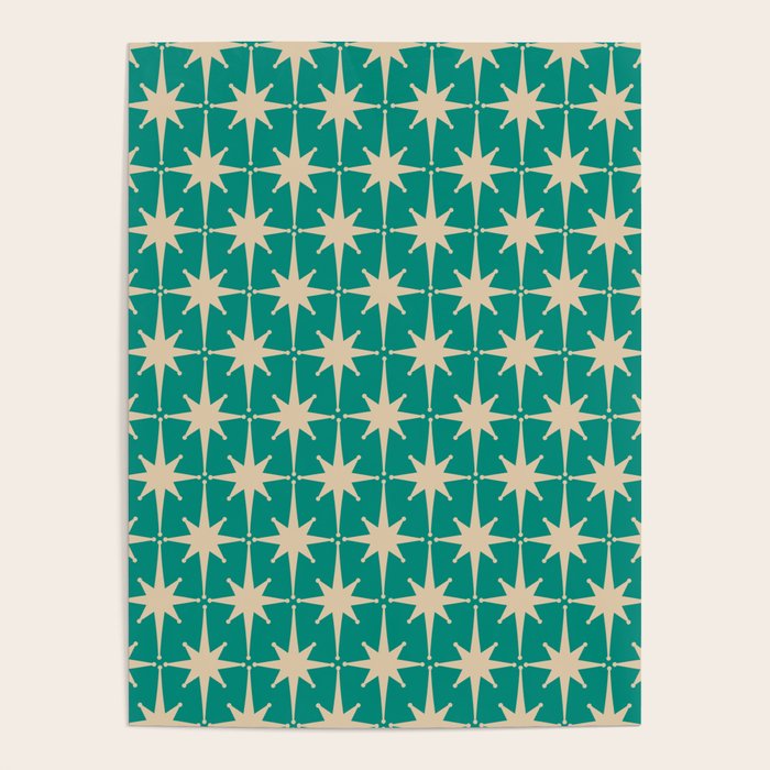 Atomic Age 1950s Retro Starburst Pattern in Mid-Century Modern Beige ...
