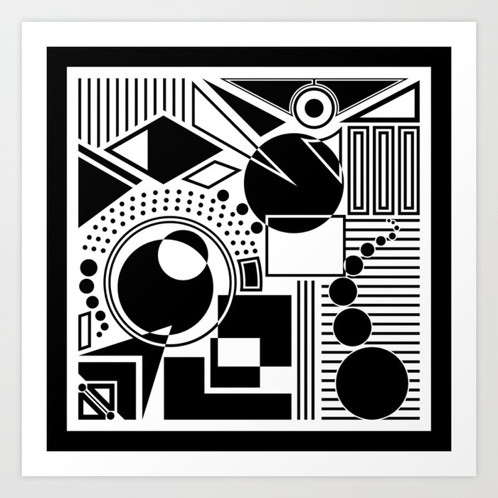 Abstract Geometric Shapes Black And White