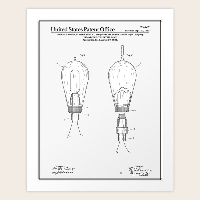 Thomas Edison Light Bulb Patent