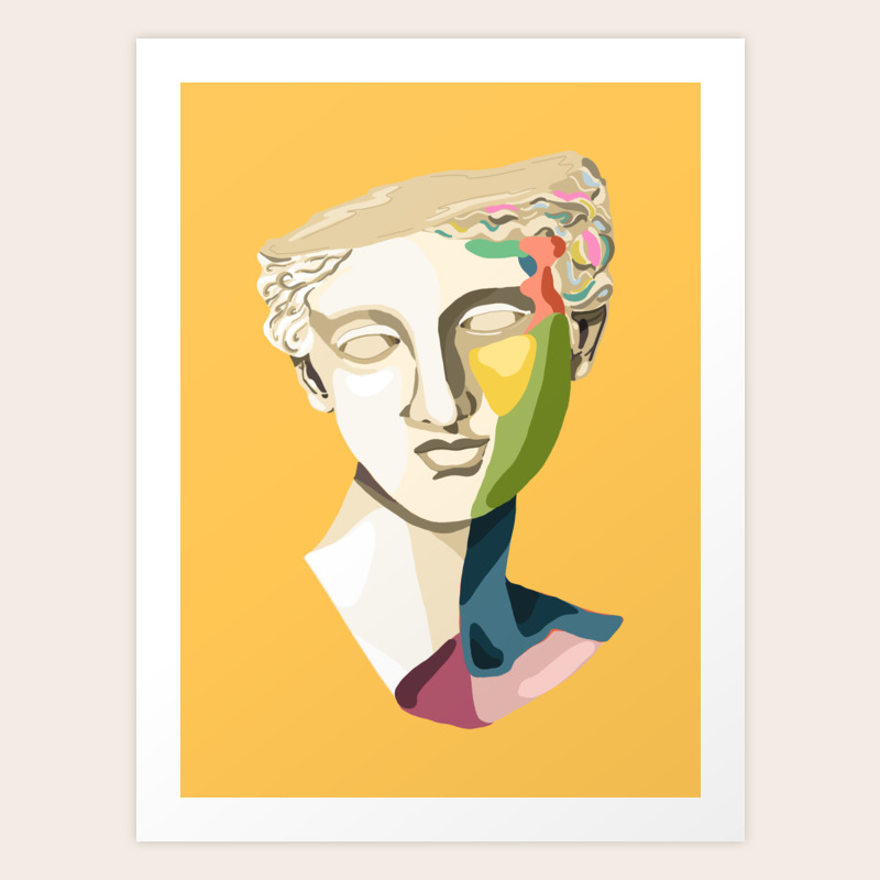 Ink Greek Statue Drawing black and white artwork woman art, Statue ...