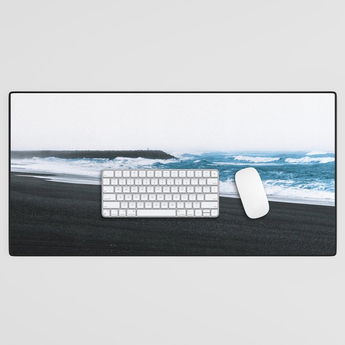 Melancholic Beach Stroll in Iceland Desk Mat by Michael Schauer | Society6