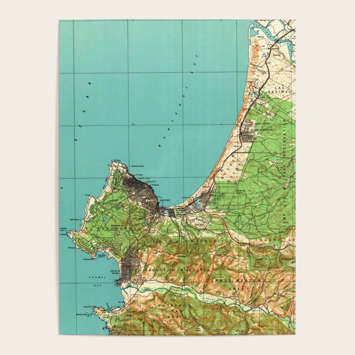Art & Collectibles geology gifts Geology map poster Of Monterey Bay ...