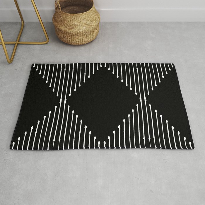 trippy black and white rug