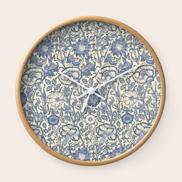 William Morris Pink and Rose China Blue Toile Wall Clock by Archipelago ...