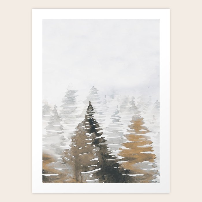 winter pine trees wall art