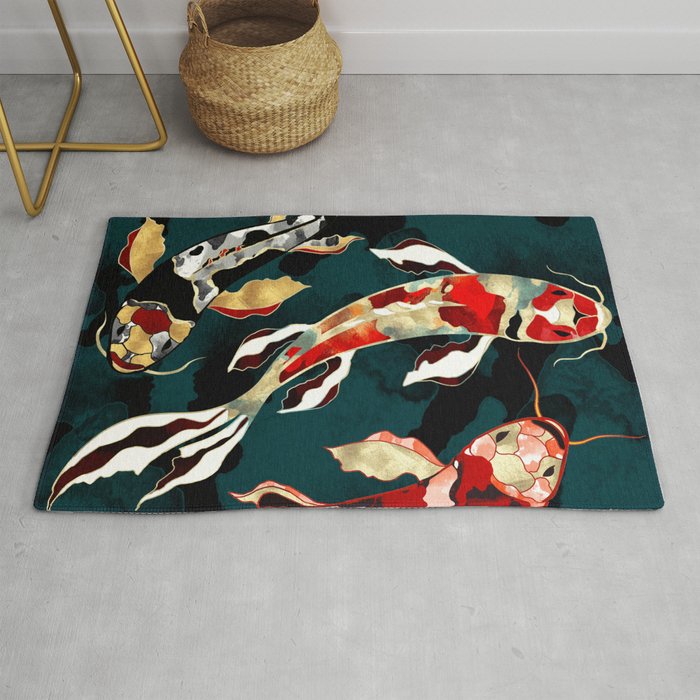Metallic Koi Rug by spacefrogdesigns | Society6