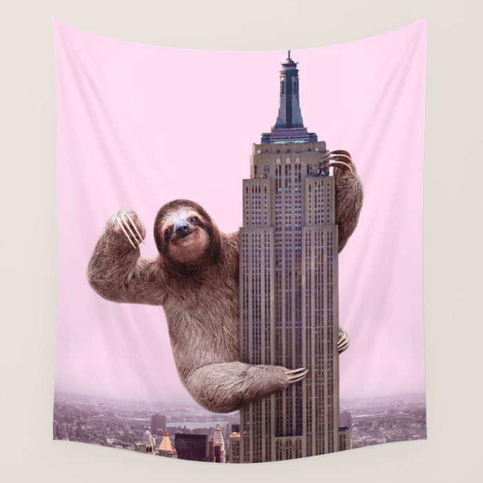 sloth climbing building