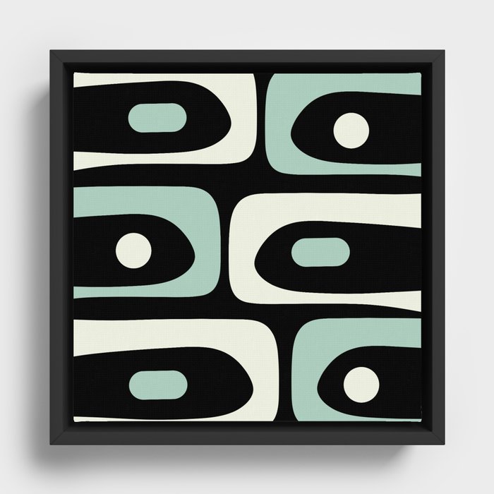 Mid Century Modern Piquet Abstract Minimalist Pattern In Black And Mint