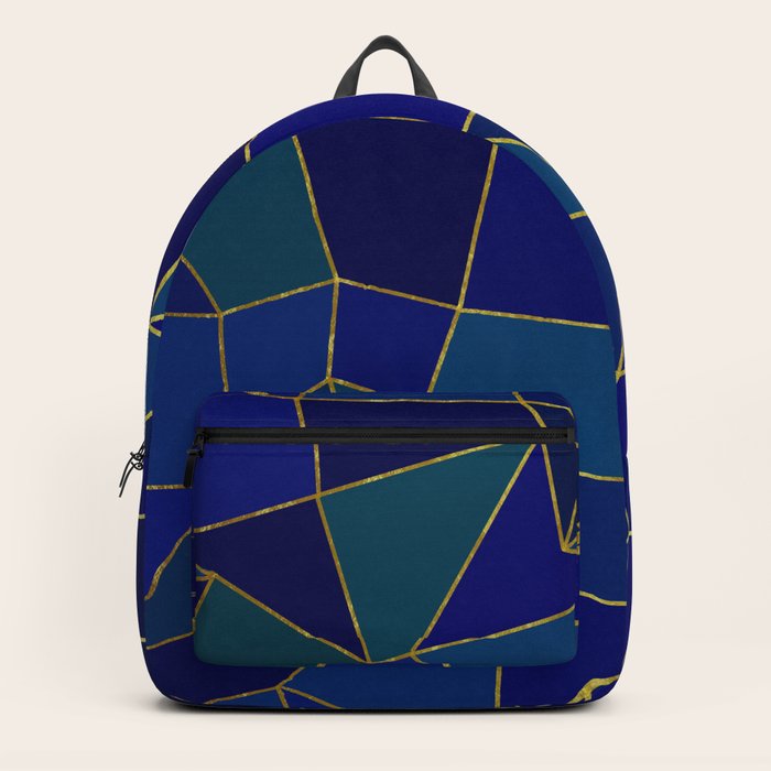 Geometric shapes,triangles,polygons,hexagons,gold,navy Backpack by mm ...
