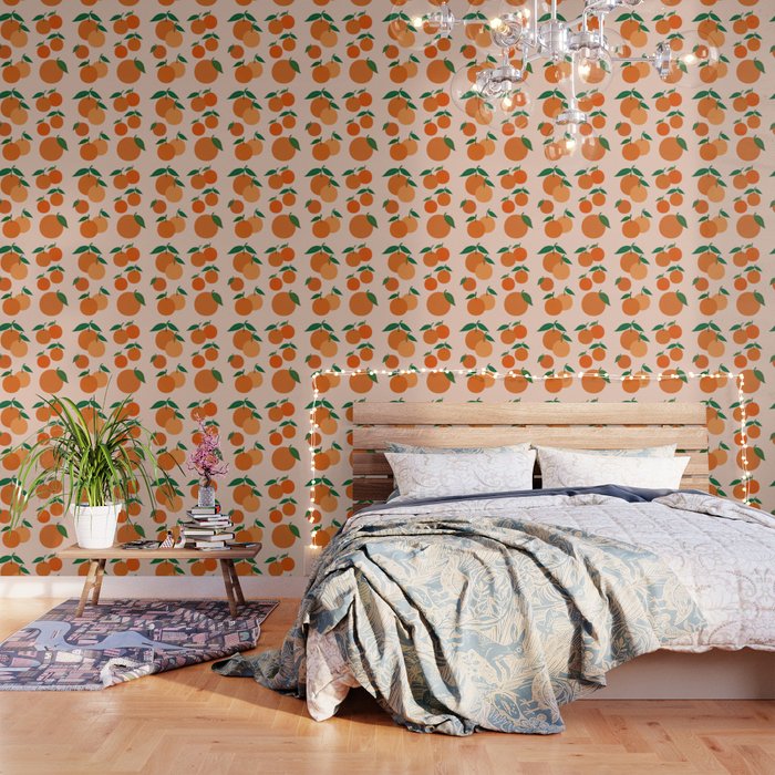 orange fruit pattern wallpaper