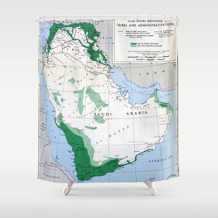 Historical Map of Arab States, Tribes and Administrative Divisions 1947 ...