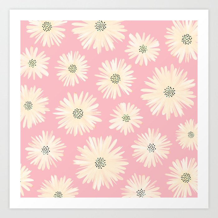 Playful Pink Floral Art Print by Modern Tropical | Society6