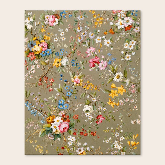 Dreamy Floral Marble End Paper 1788 William Kilburn Canvas Print by ...