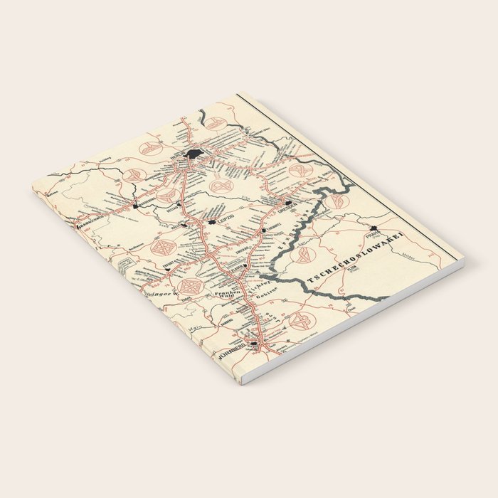 ADAC Autobahn-Karte. 1950 Vintage Map of Autobahn in Germany. Notebook ...