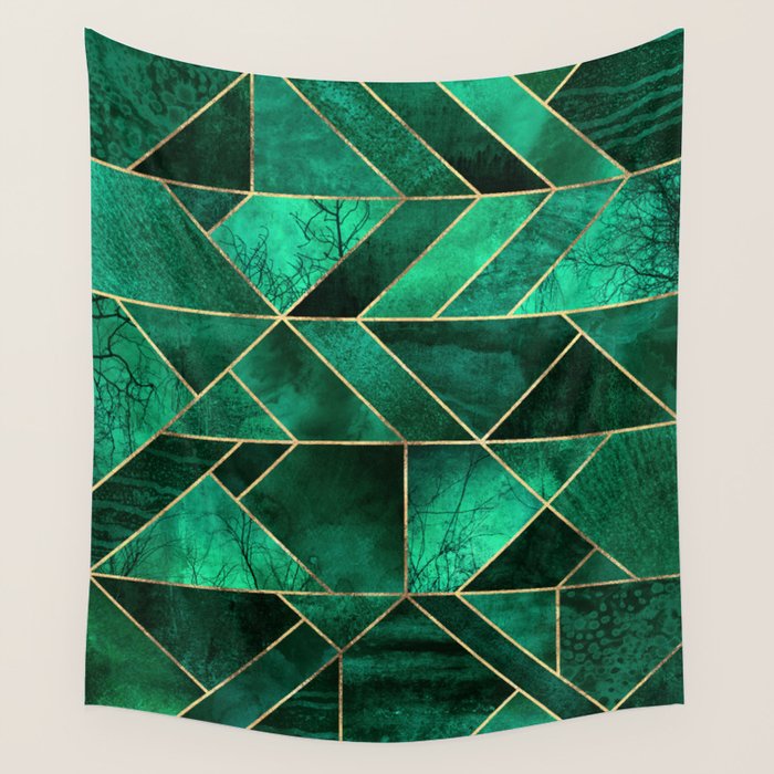 Abstract Nature - Emerald Green Wall Tapestry by Elisabeth Fredriksson ...