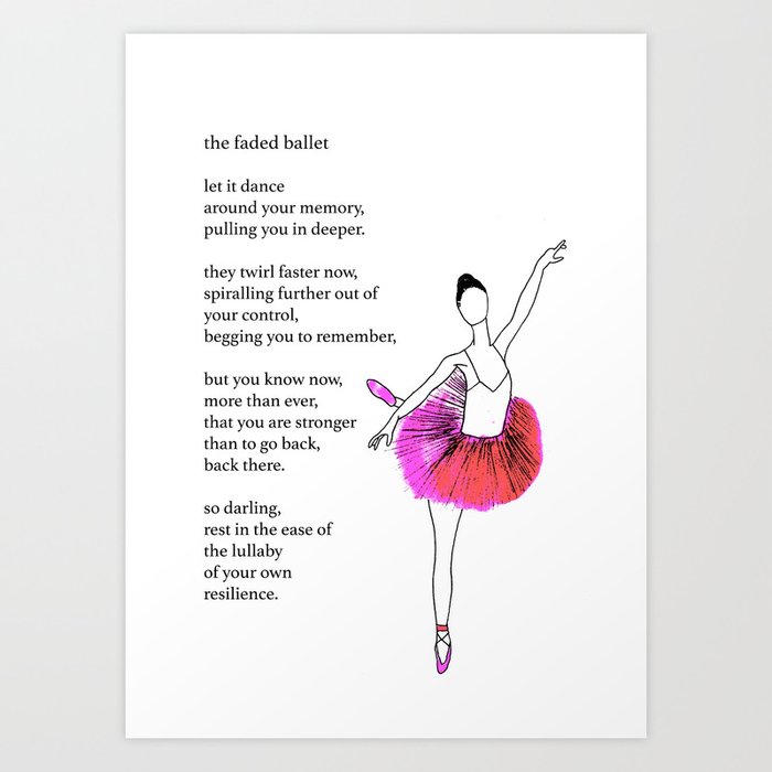 the faded ballet poem Art Print by blanc by kat | Society6