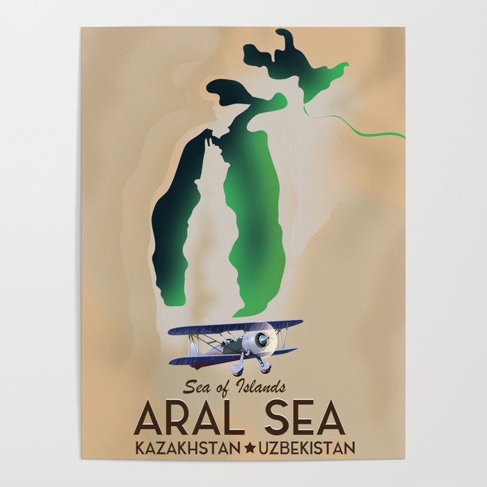 Aral Sea Travel poster map Poster by Nicks Emporium | Society6