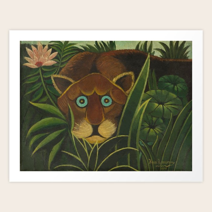 Jungle With A Lion By Henri Rousseau