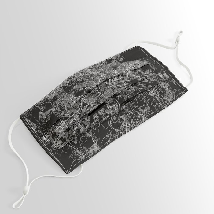 Kuala Lumpur Black Map Face Mask by multipliCITY | Society6
