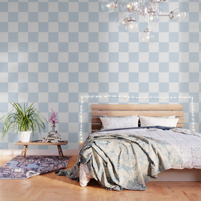 blue pattern wallpaper nursery