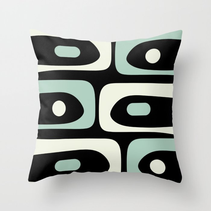 Mid Century Modern Piquet Abstract Minimalist Pattern In Black And Mint