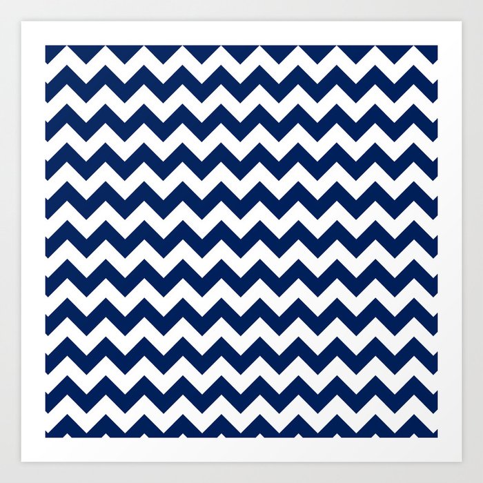 Navy Blue And White Chevron