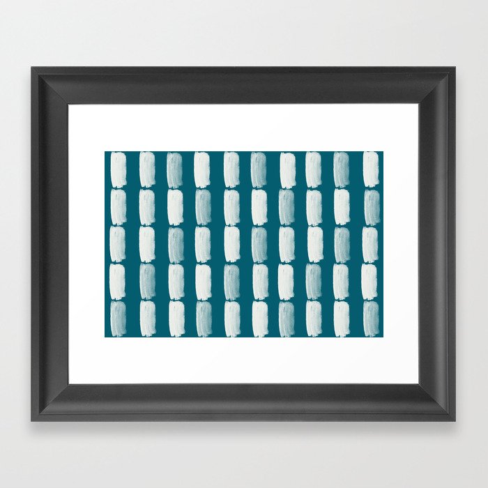 Off White Grid Brushstrokes Vertical Line Pattern on Tropical Dark Teal ...