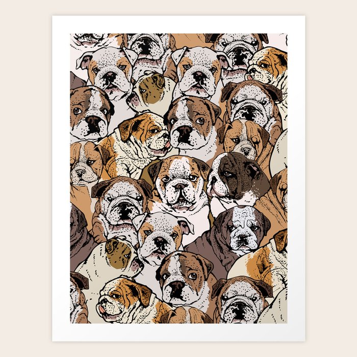 Social English Bulldog Art Print by Huebucket | Society6