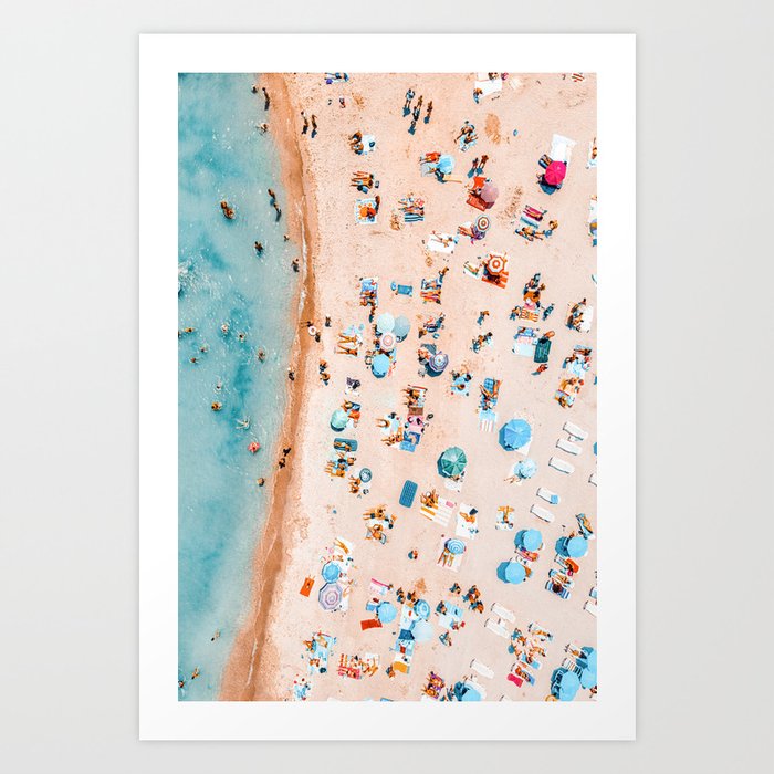 Ocean Print, Pastel Beach, Aerial People on Beach Print, Beach Print ...
