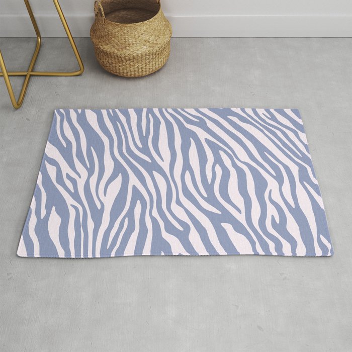 blue zebra pattern rug