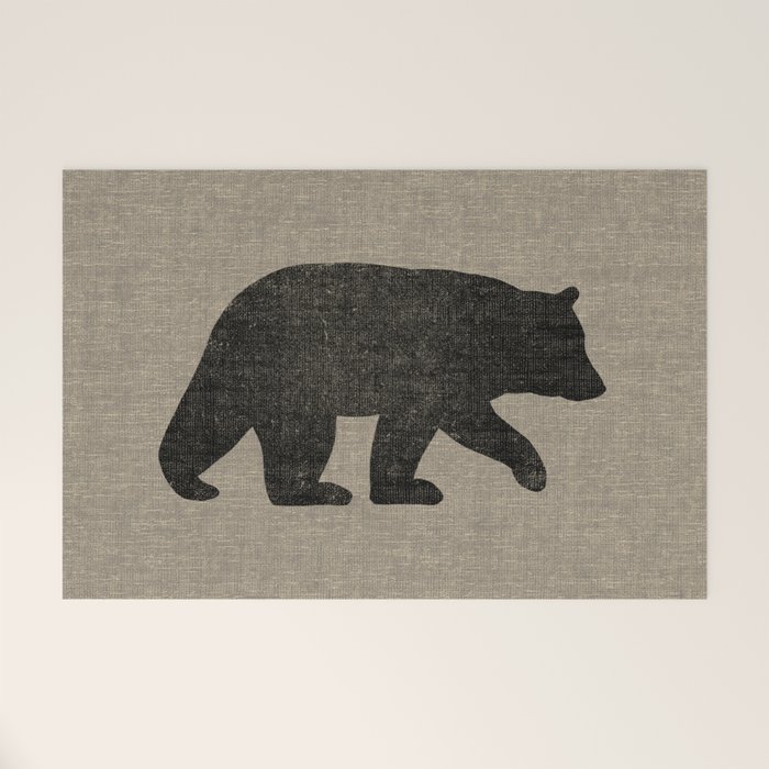 Black Bear Silhouette Welcome Mat by Jenn Kay | Society6