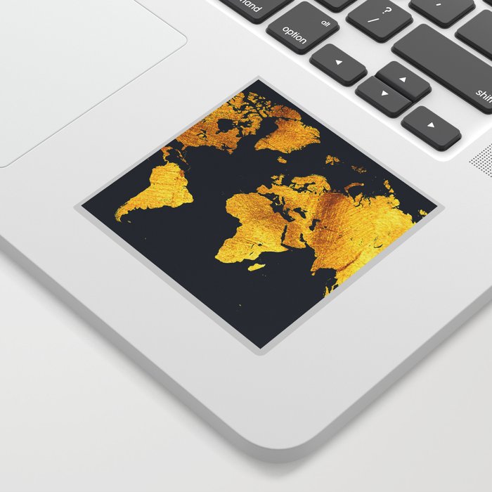 Royal Blue and Gold Map of The World - World Map for your walls Sticker ...