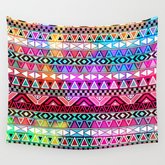 Neon Aztec | Purple Pink Neon Bright Andes Abstract Pattern Wall ...