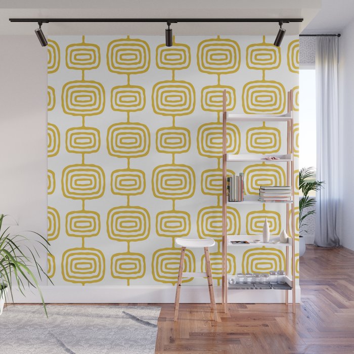 Mid Century Modern Atomic Rings Pattern Mustard Yellow 3 Wall Mural by ...