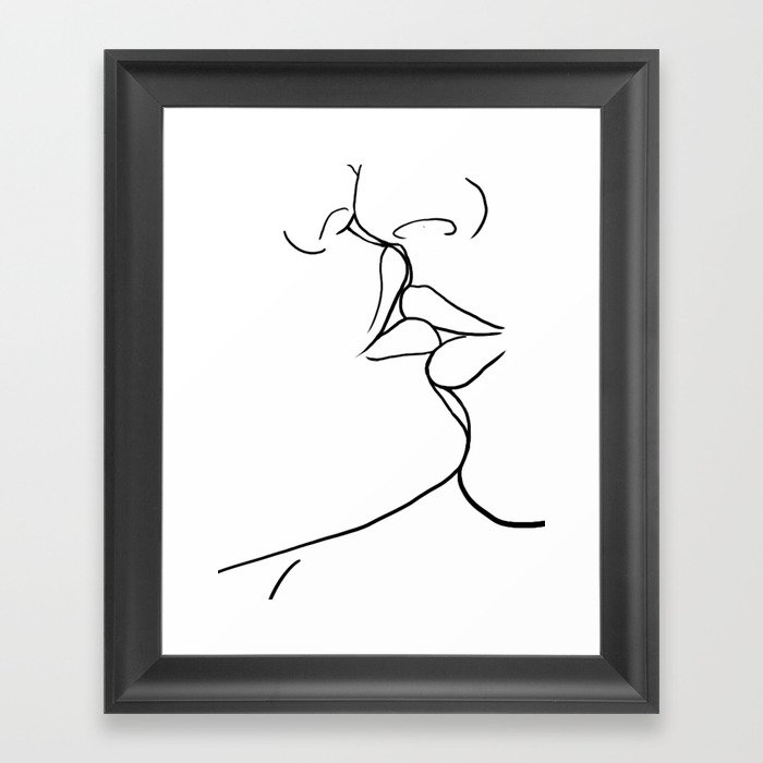 Minimal Line Art: Kissing Line Drawing Framed Art Print by Ashley ... Minimal Line Art: Kissing Line Drawing Framed Art Print by Ashley ...