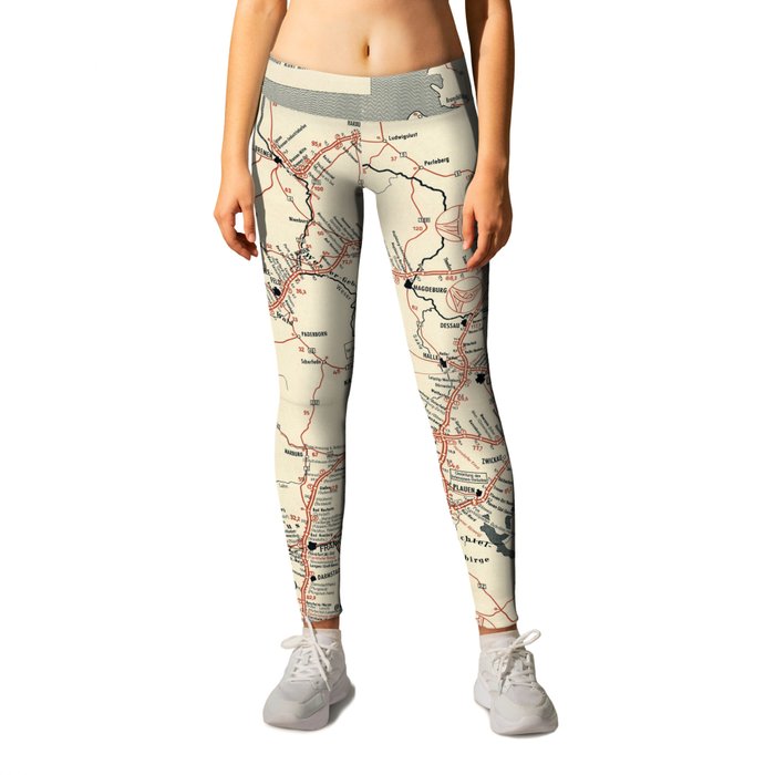 ADAC Autobahn-Karte. 1950 Vintage Map of Autobahn in Germany. Leggings ...