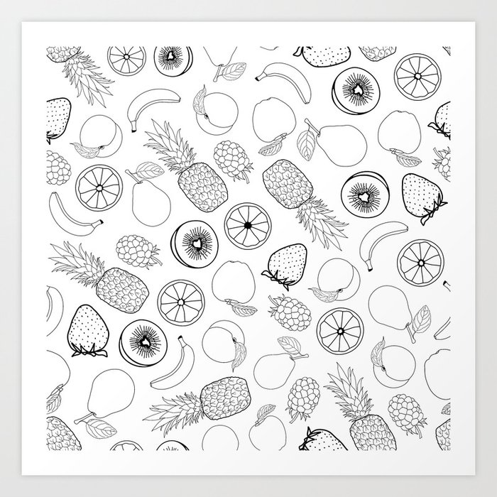 Fruit Salad Drawing Black And White