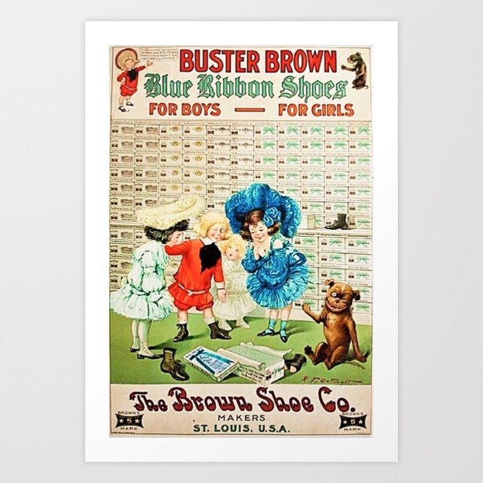 1905 Vintage Buster Brown Blue Ribbon Shoes Advertisement Poster Art ... 1905 Vintage Buster Brown Blue Ribbon Shoes Advertisement Poster Art ...