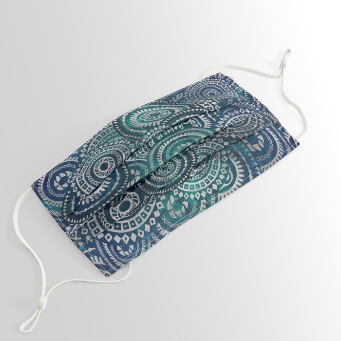 Gentle Teal and blue Circular Tribal pattern Face Mask by ...