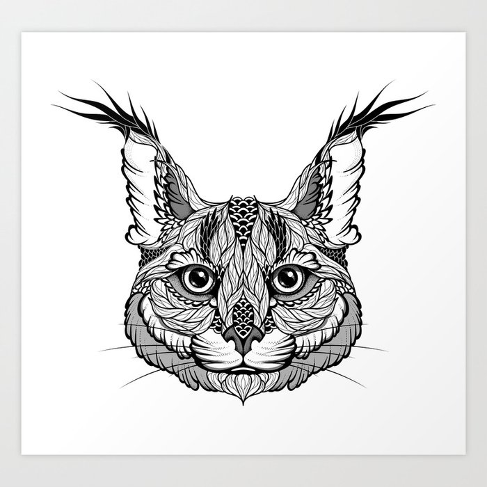 CARACAL / LYNX head. psychedelic / zentangle style Art Print by ... CARACAL / LYNX head. psychedelic / zentangle style Art Print by ...
