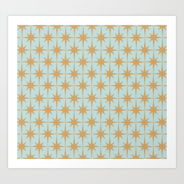 Mid Century Modern Starbursts - Atomic Age Pattern in Muted Gold and ...