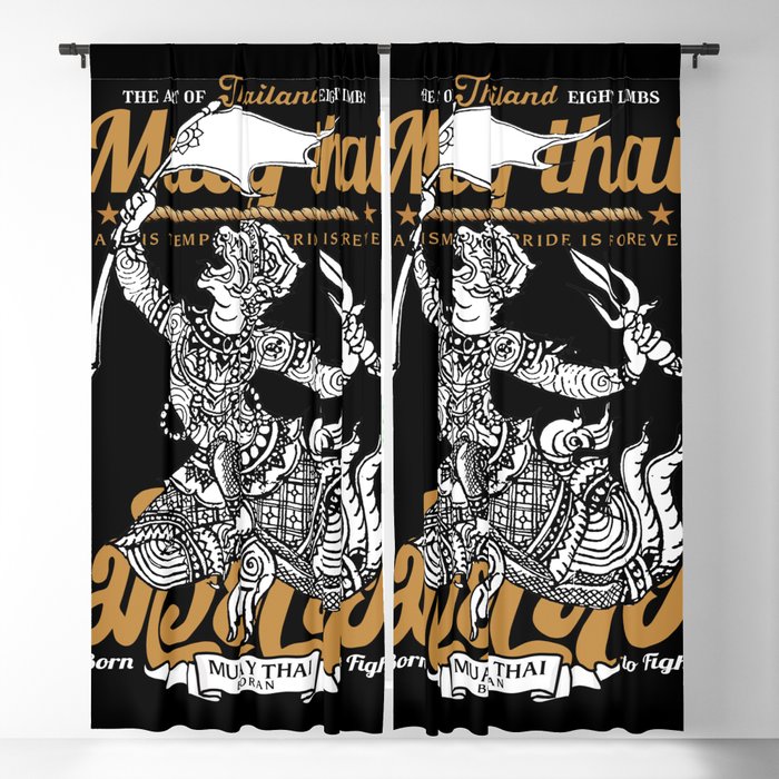 Muay Thai Sak Yant Hanuman Blackout Curtain By Kewaleetee Society6
