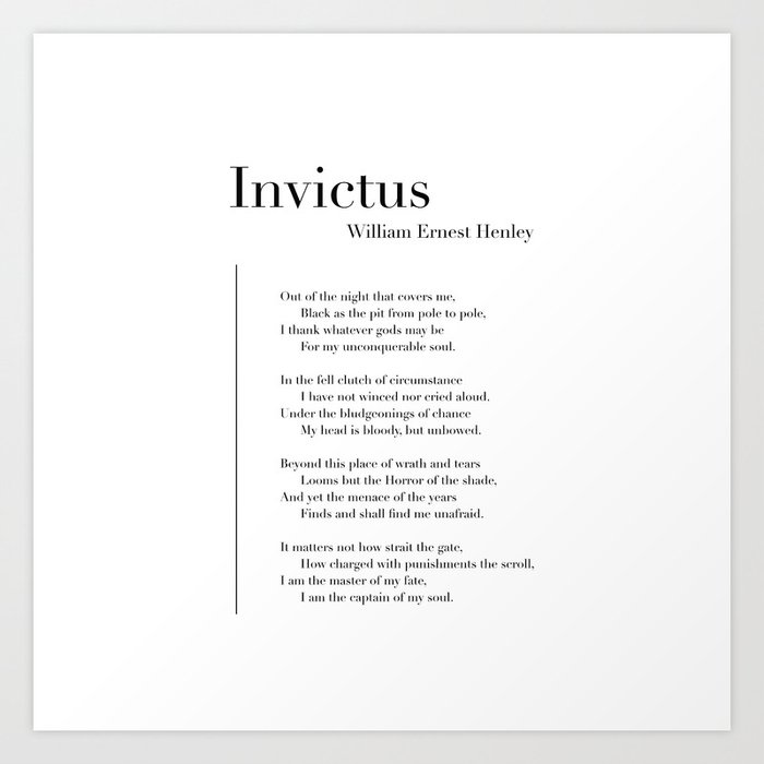 Invictus by William Ernest Henley Art Print by Wise Magpie Prints ...