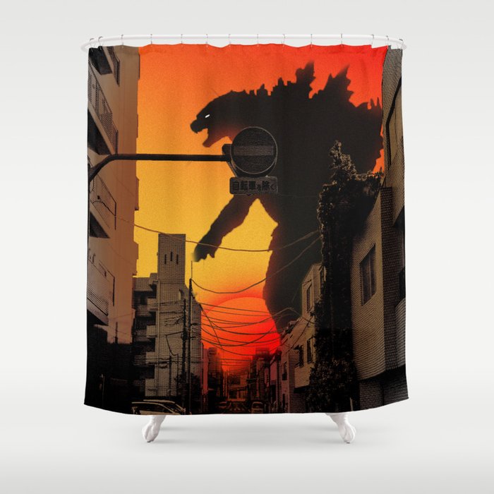 Tokyo Godzilla Shower Curtain by BBoo | Society6