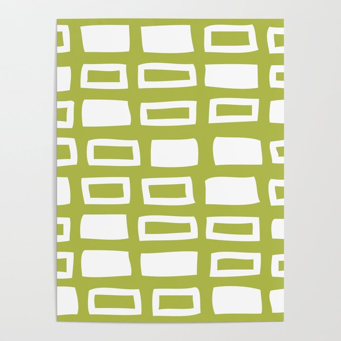 Mid Century Modern Abstract Squares Pattern 441 Green Poster By Tony