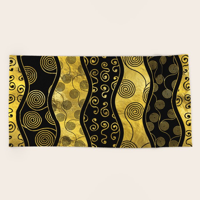 Luxury Black and Gold African Pattern Beach Towel by Creativemotions ...